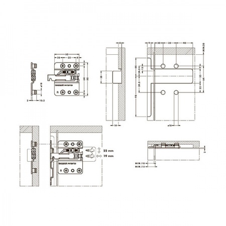 Подвес регулируемый CAMAR 807 RV скрытого крепления для корпусов с ...